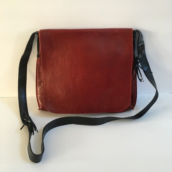 B.May | Bags | Bmay Red Leather Messenger Crossbody Shoulder Bag Flap ...